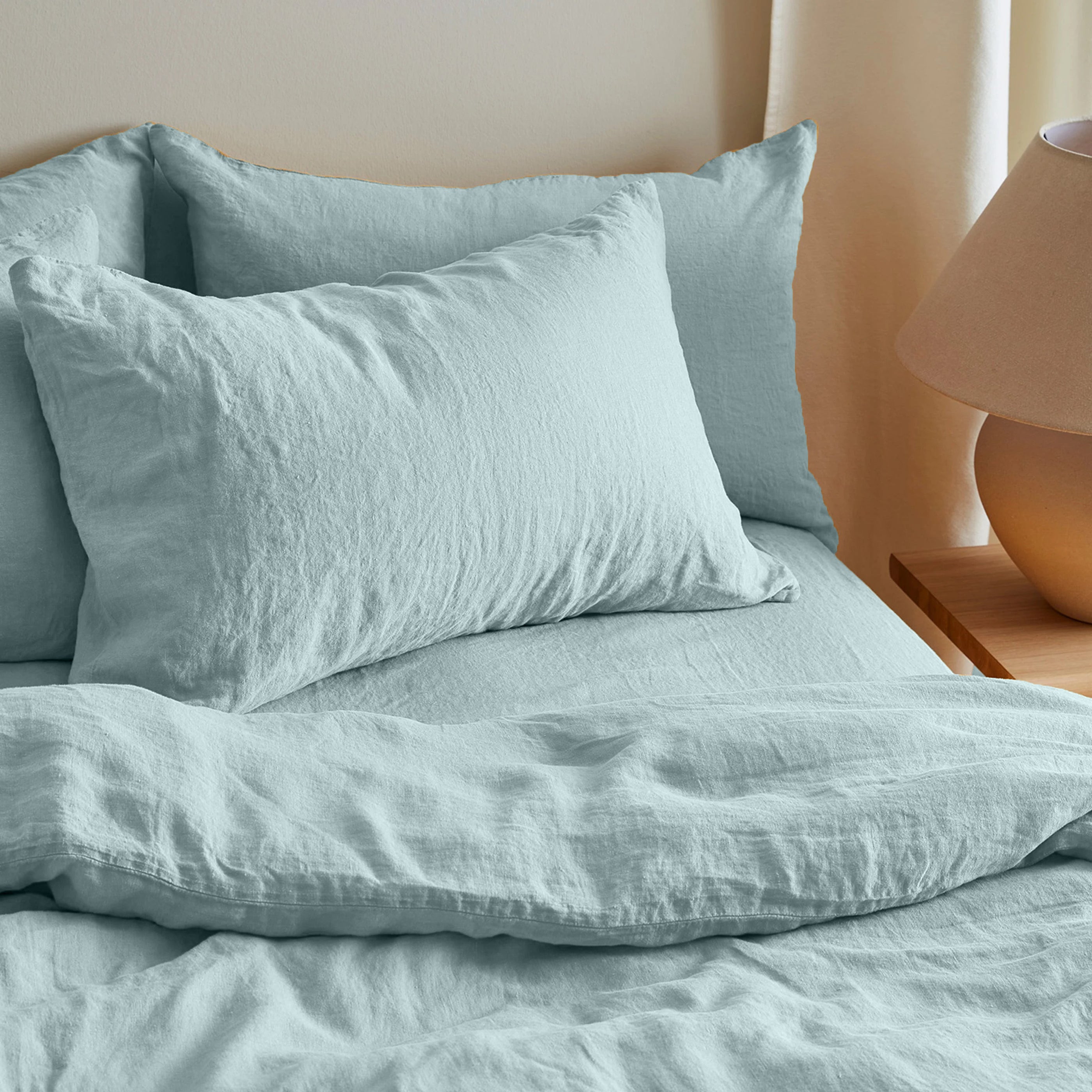DOUX 100% Pure Flax Linen Quilt Cover Set - Mist — The Home & Linen Ladies