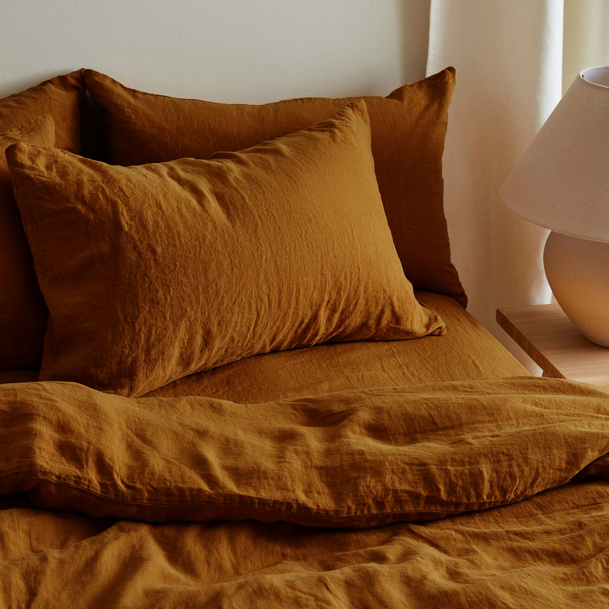 DOUX 100% Pure Flax Linen Sheet Set - Terracotta — The Home & Linen Ladies